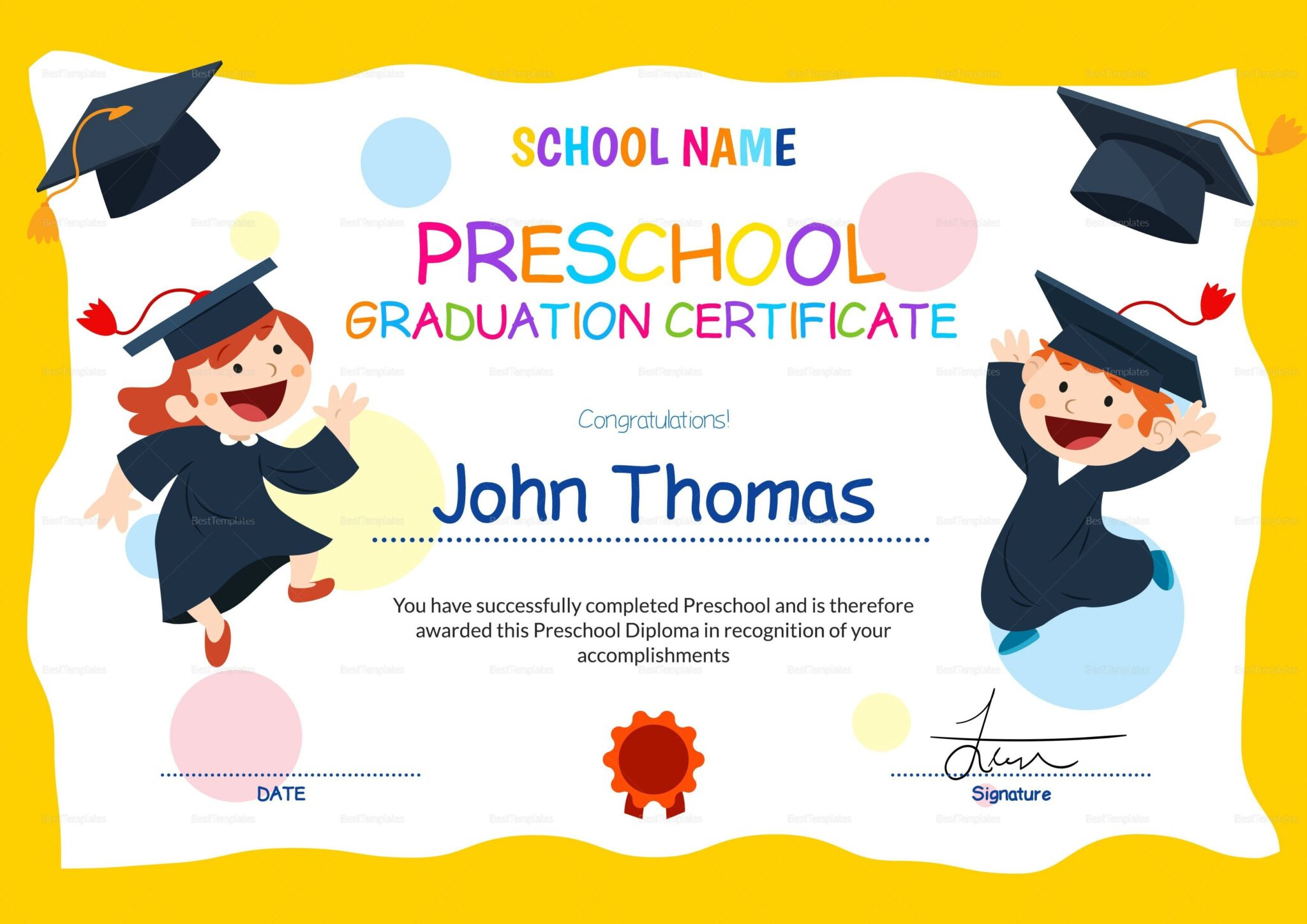 Printable Preschool Certificate Templates - Printable Preschool Worksheets