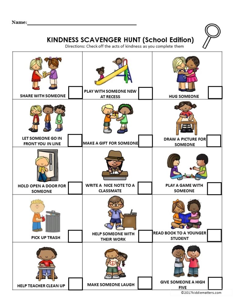Printable Preschool Acts Of Kindness - Printable Preschool Worksheets