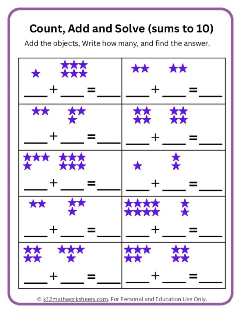 Printable Preschool Adding Worksheets - Printable Preschool Worksheets