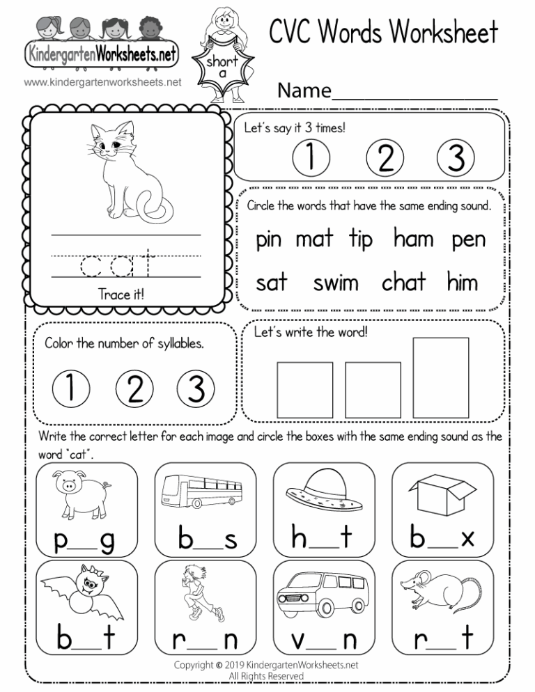 Printable Preschool Cvc Words Worksheets - Printable Preschool Worksheets