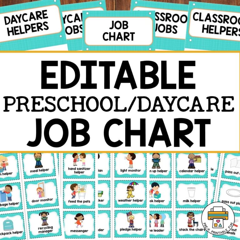 Printable Preschool Job Chart - Printable Preschool Worksheets