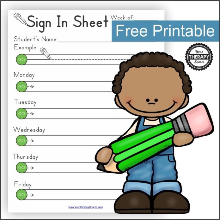 Printable Sign In Sheet For Preschoolers - Printable Preschool Worksheets