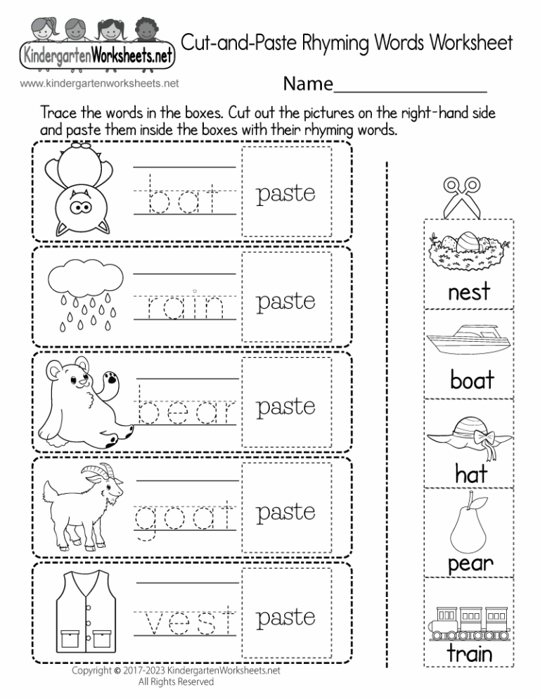 Printable Rhyming Words For Preschoolers - Printable Preschool Worksheets