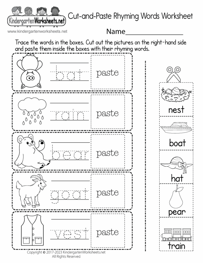 Printable Rhyming Words For Preschoolers - Printable Preschool Worksheets