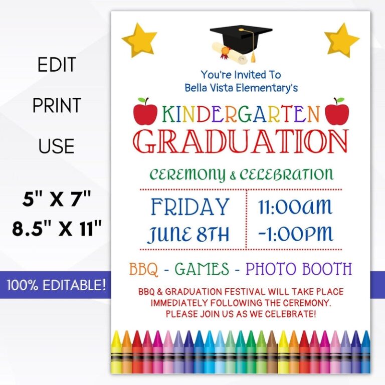 Printable Preschool Graduation Invitation Template - Printable ...
