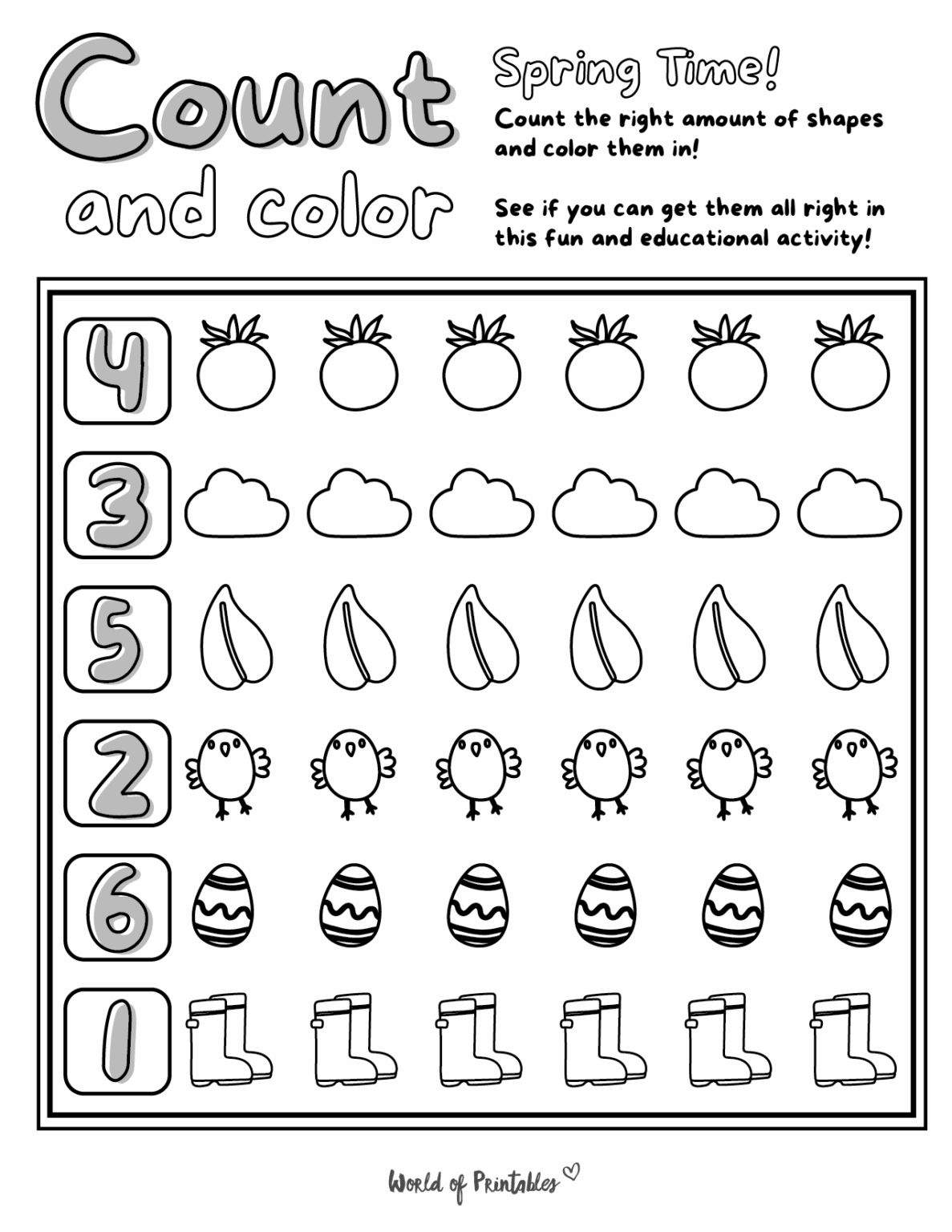 Printable Spring Math Activities For Preschoolers - Printable Preschool ...