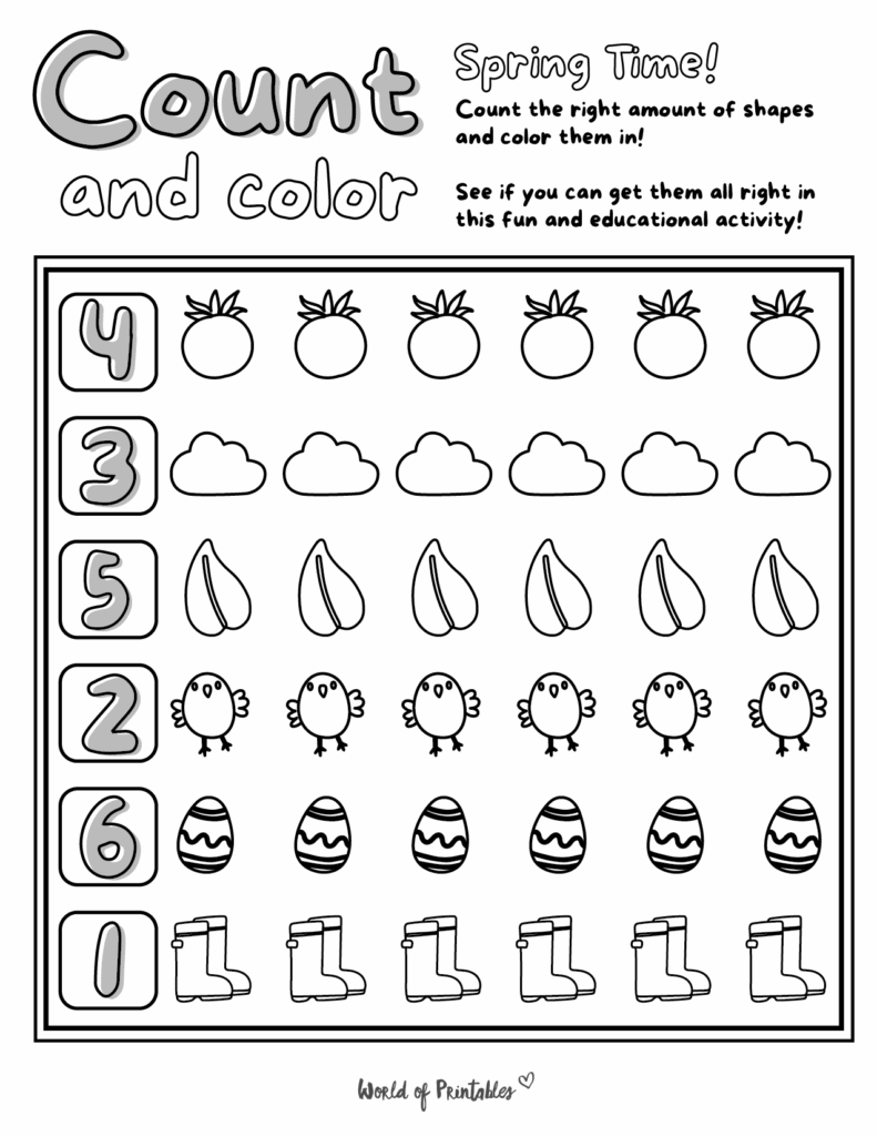Printable Spring Math Activities For Preschoolers - Printable Preschool ...
