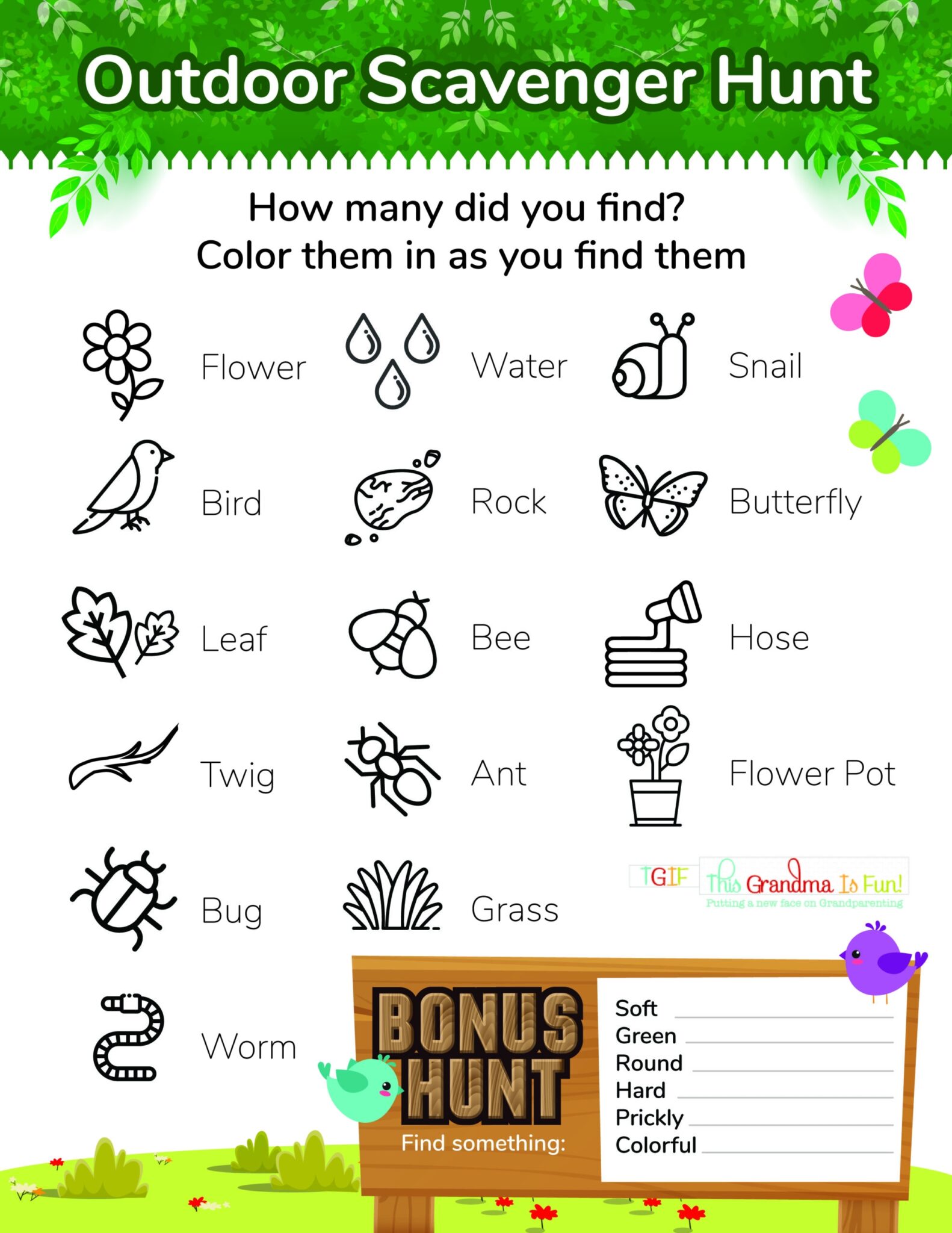 Printable Outside Scavenger Hunt For Preschoolers - Printable Preschool ...