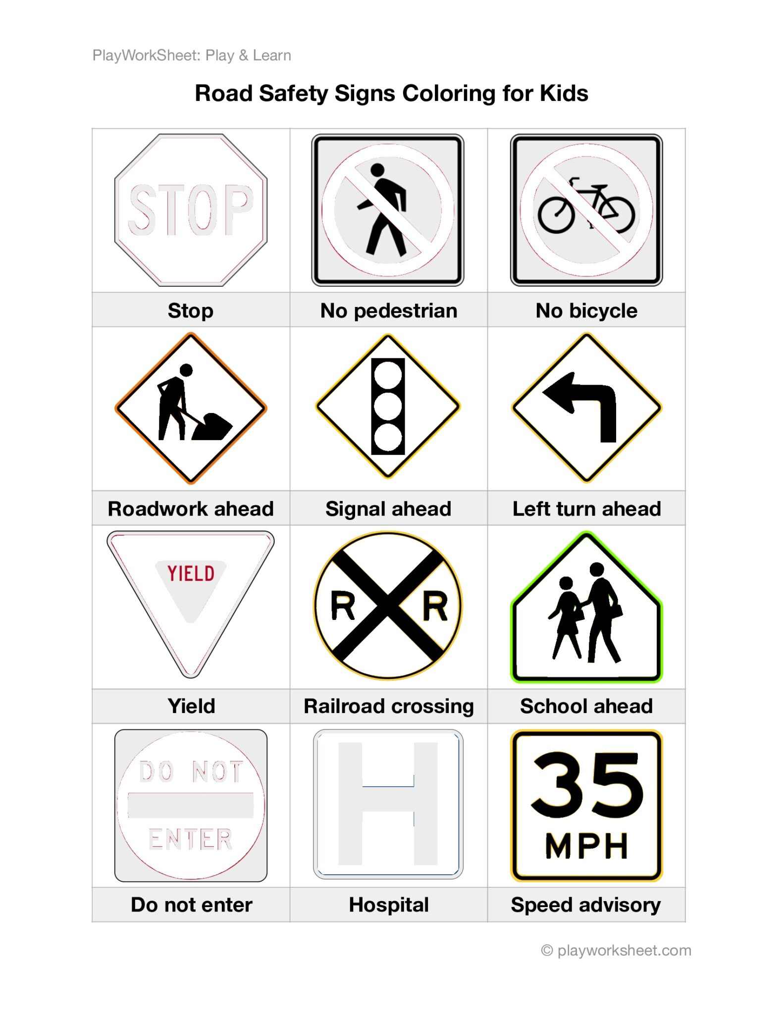 Printable Safety Signs For Preschoolers - Printable Preschool Worksheets