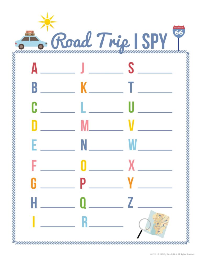 Printable Road Trip Games For Preschoolers - Printable Preschool Worksheets