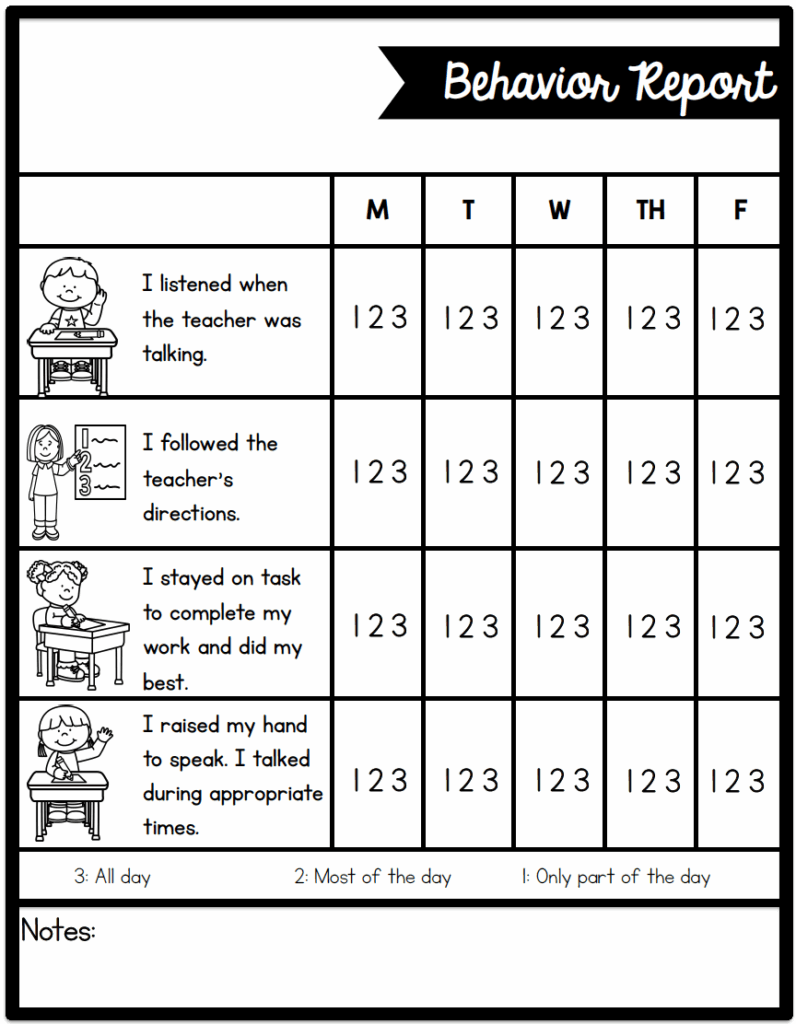 Printable Preschool Behavior Report - Printable Preschool Worksheets