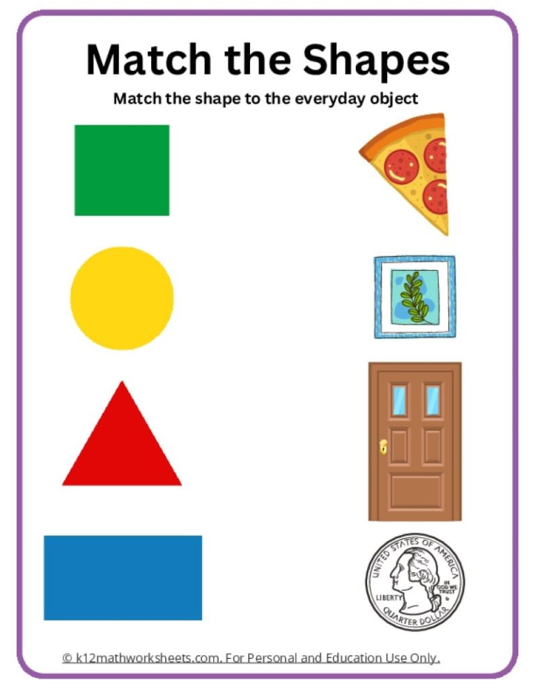Printable Matching Shapes For Preschool - Printable Preschool Worksheets