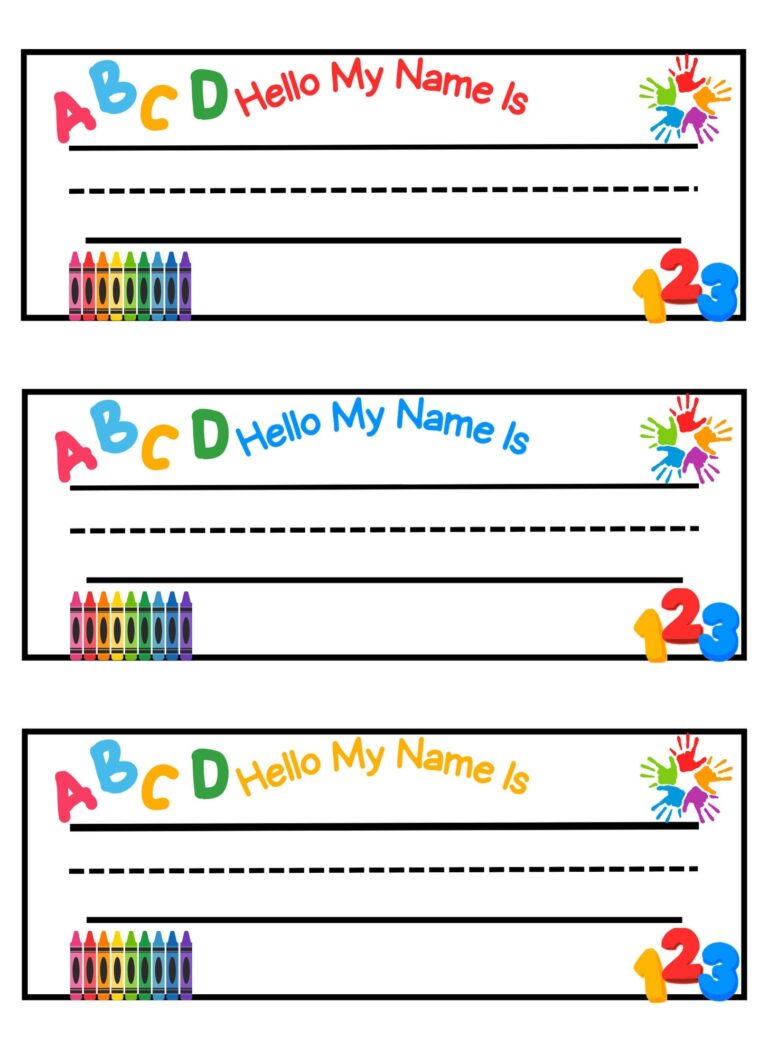Printable Name Templates For Preschool - Printable Preschool Worksheets