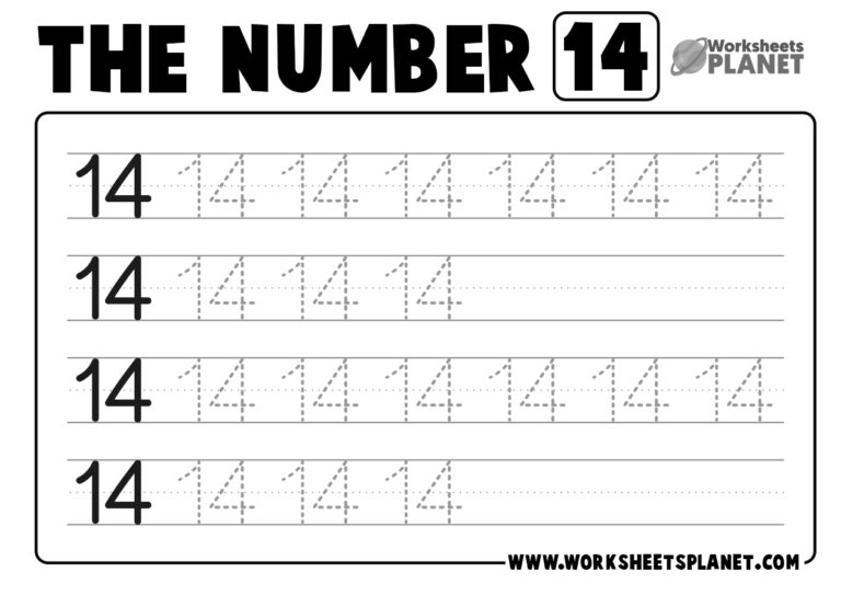 Printable Number 14 Worksheet For Preschool - Printable Preschool ...